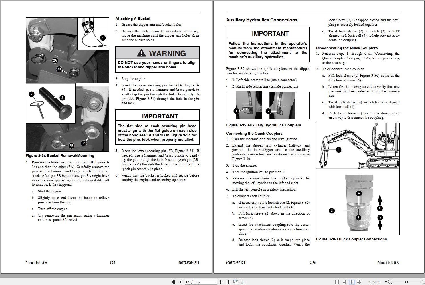 Mustang Excavator ME2503 ME3003 ME3503 ME3703 Operator Manual 909773G