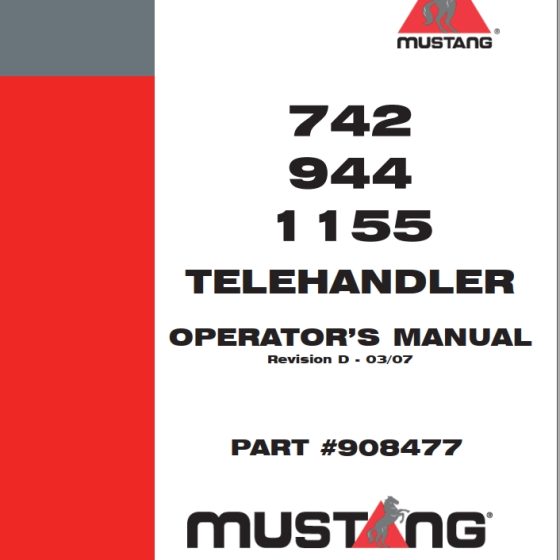 Mustang Telehandler 642 844 1055 Operator Manual 913326B