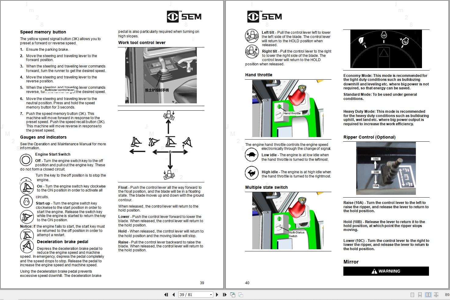 SEM Track-Type Tractor 822D Operation and Maintenance Manual 6036-956