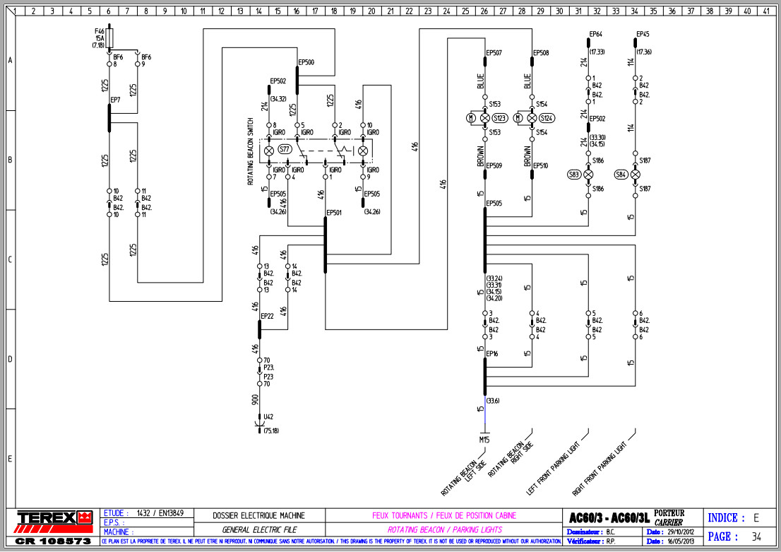 Terex AC60-3 AC60-3L Wiring Diagram Operators and Maintenance Manual EN DE FR