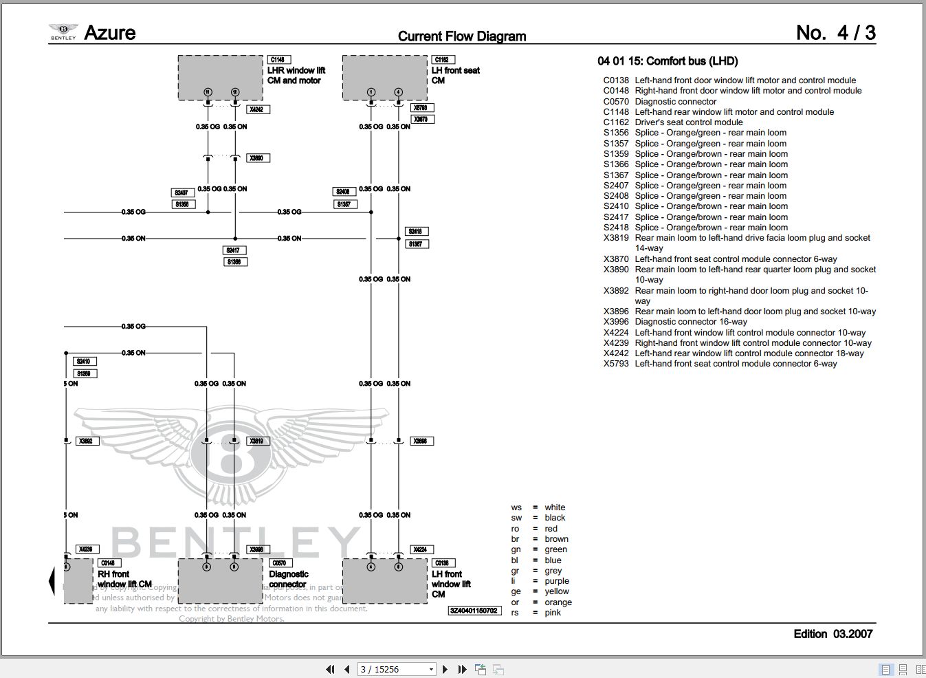 Bentley Azure 2006 - 2010 Repair Manual Electrical Schematic