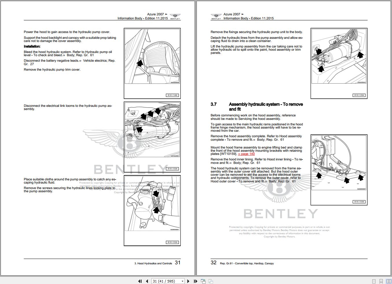 Bentley Azure 2007 - 2009 Workshop Manual Electrical Schematic