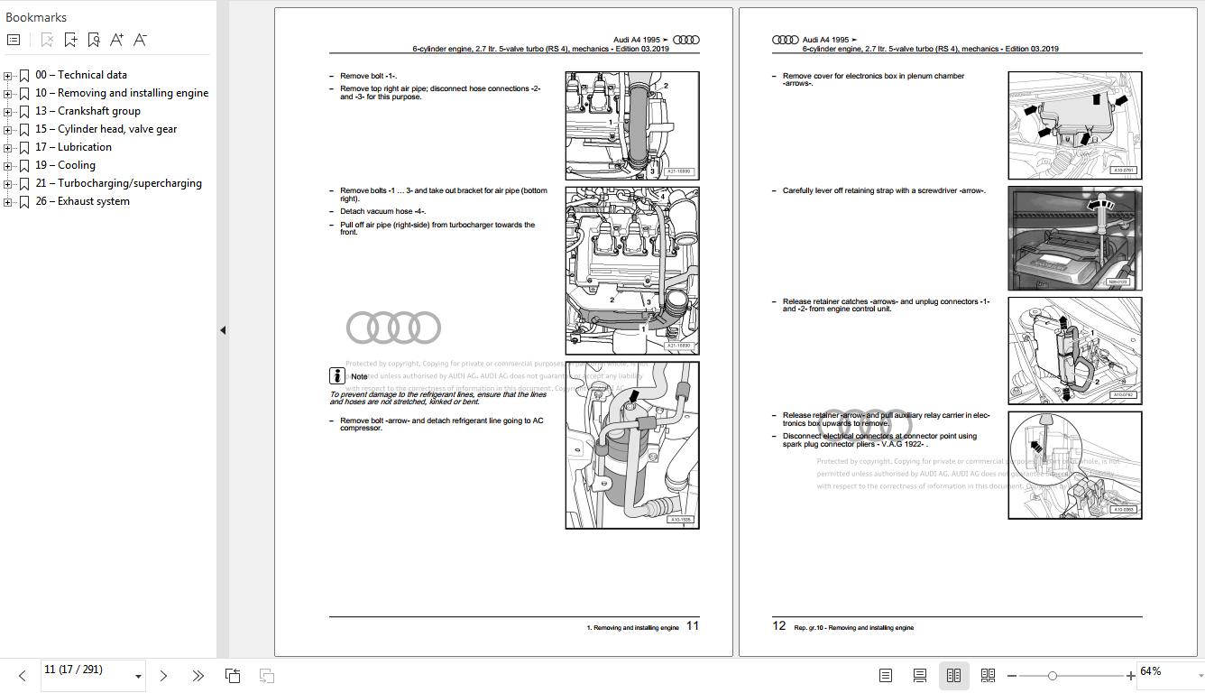 Audi A4 1995 - 2002 A4 Avant 8D 8D2 8D5 Workshop Manual