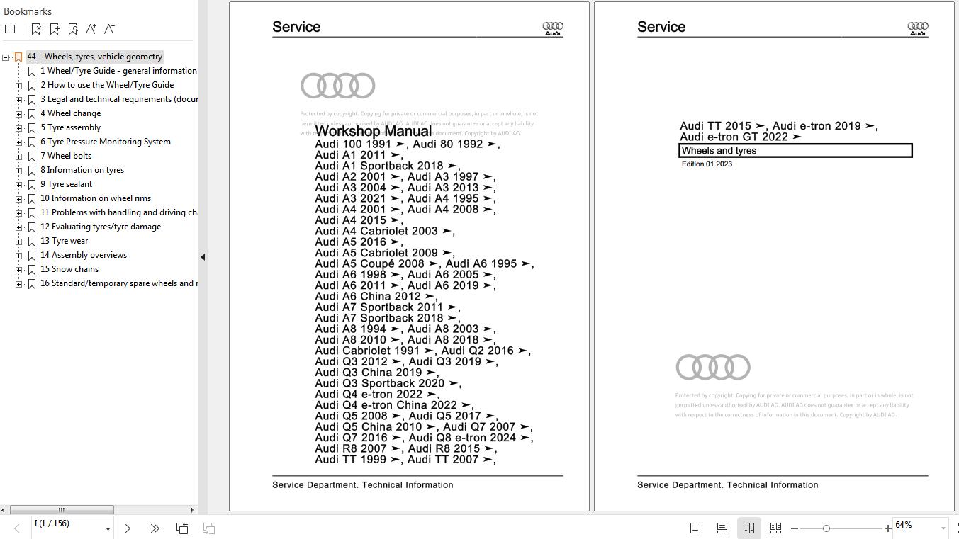 Audi A4 2015 - 2019 8W 8W2 8W5 8WH Workshop Manual