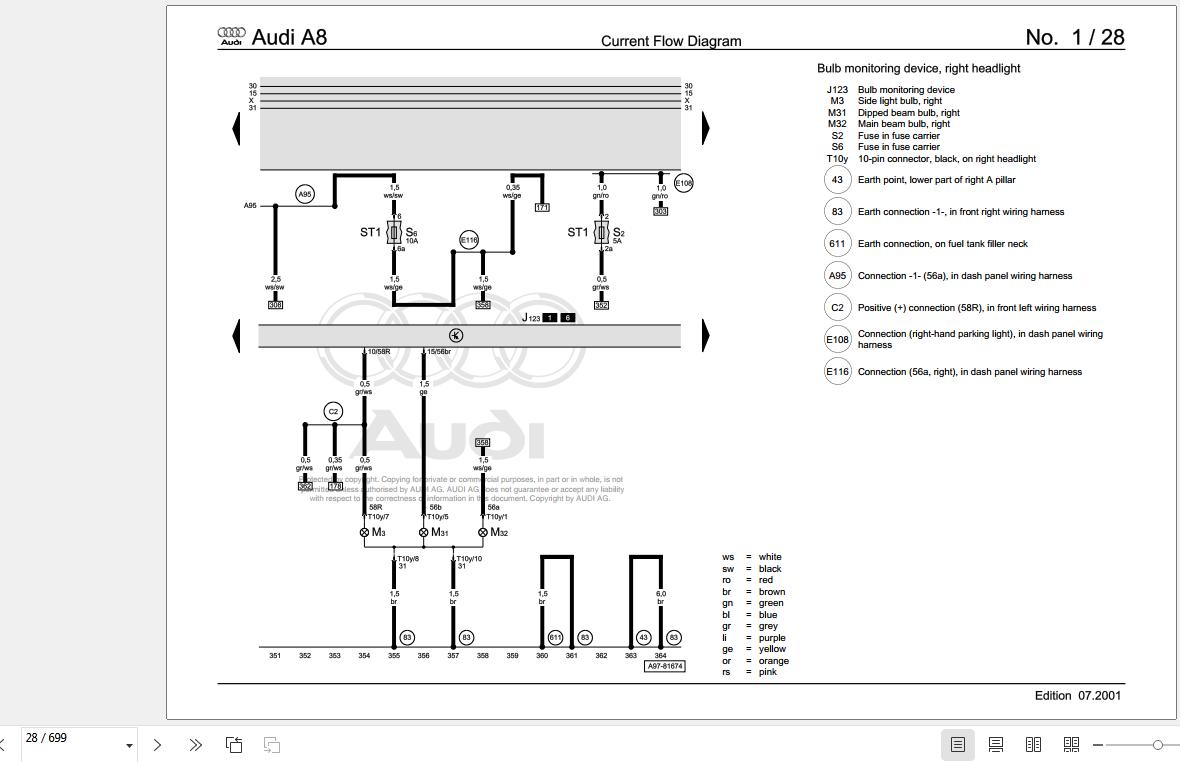 Audi A8 1994 - 2002 A8A8 lang 4D 4D2 4D8 Workshop Manual