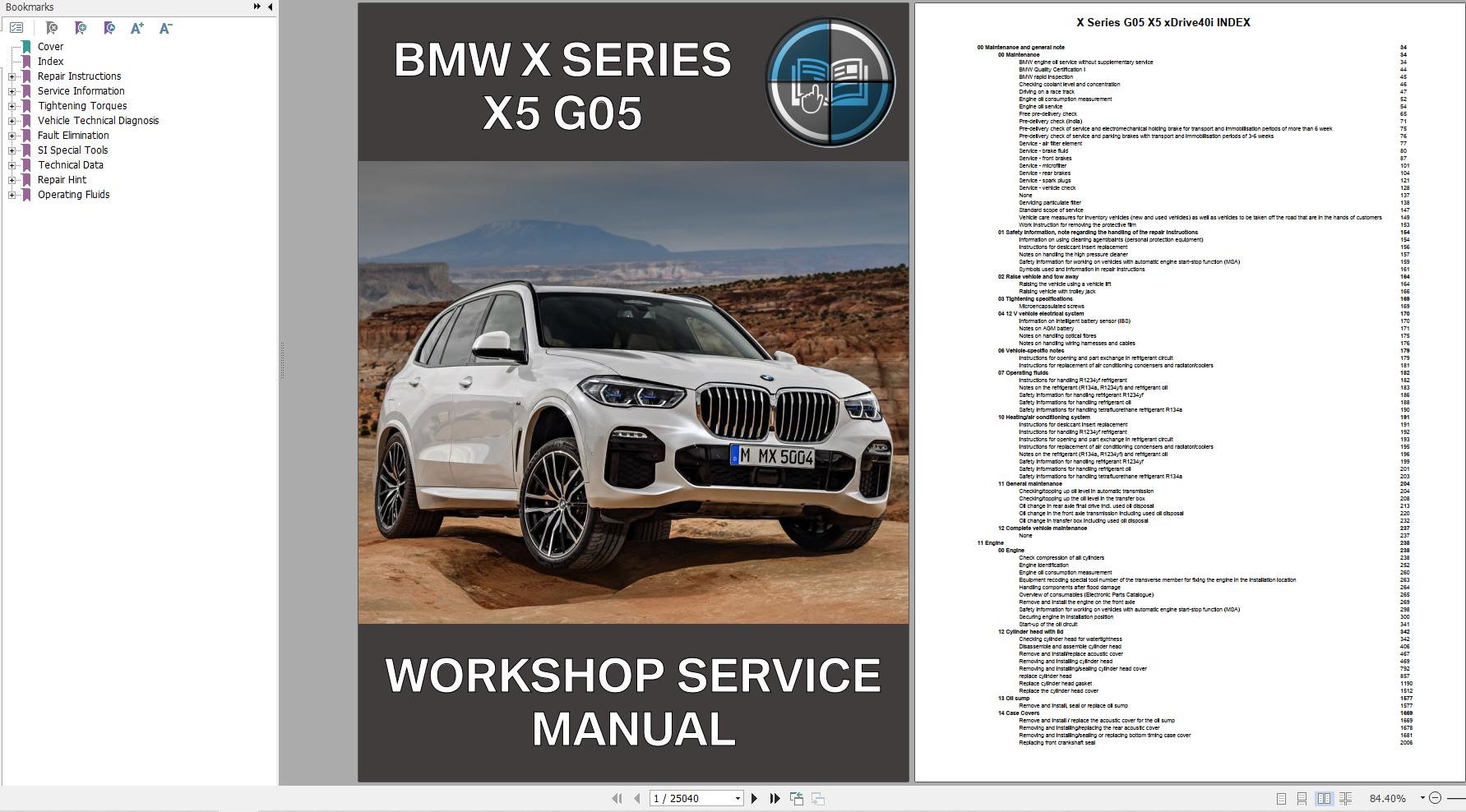 BMW G05 X5 xDrive40i Workshop Service Manual