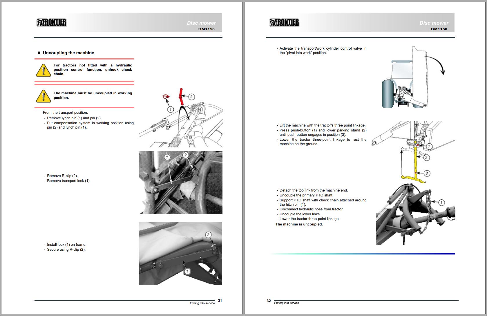 Frontier Disc Mower DM1150 Operator's Manual