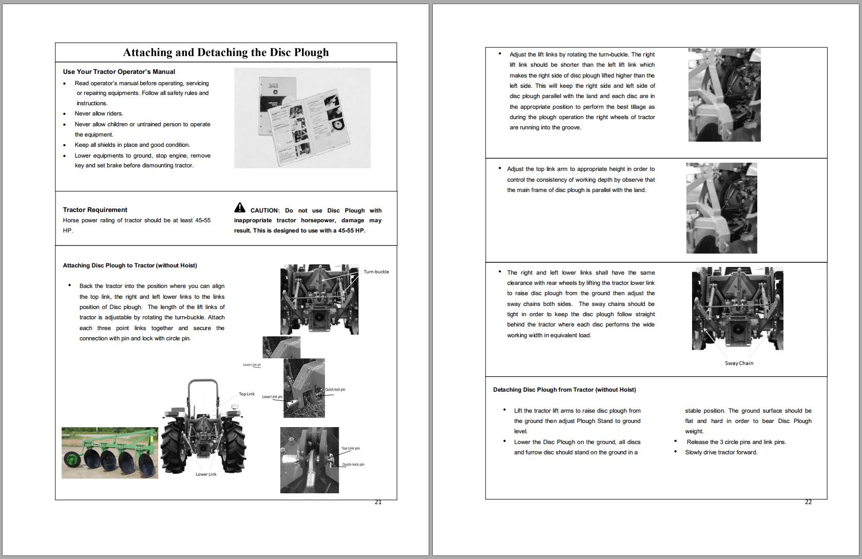 Frontier Disc Plough DP5203 - DH7106 Operator's Manual