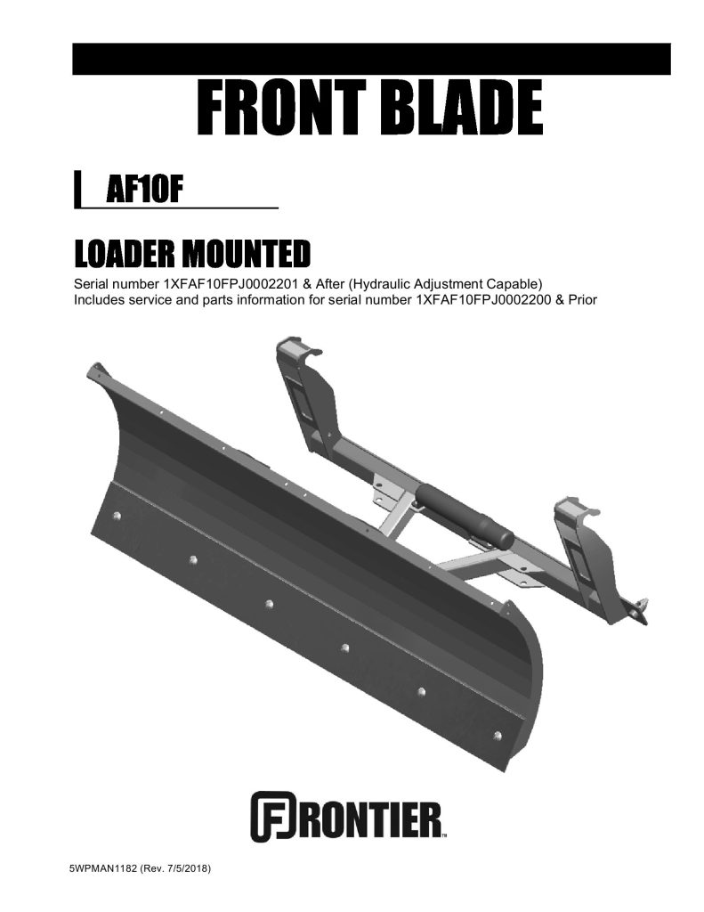 Frontier Front Blade AF10F Operator's Manual