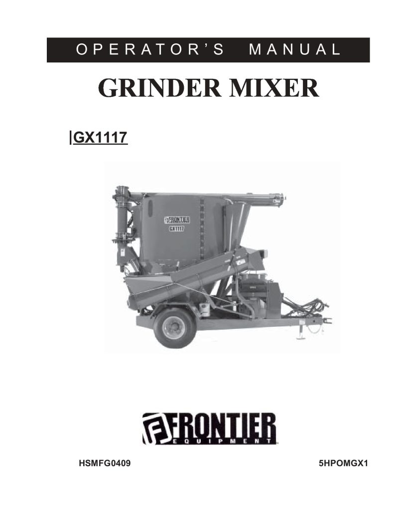 Frontier Grinder Mixer GX1117 Operator's Manual
