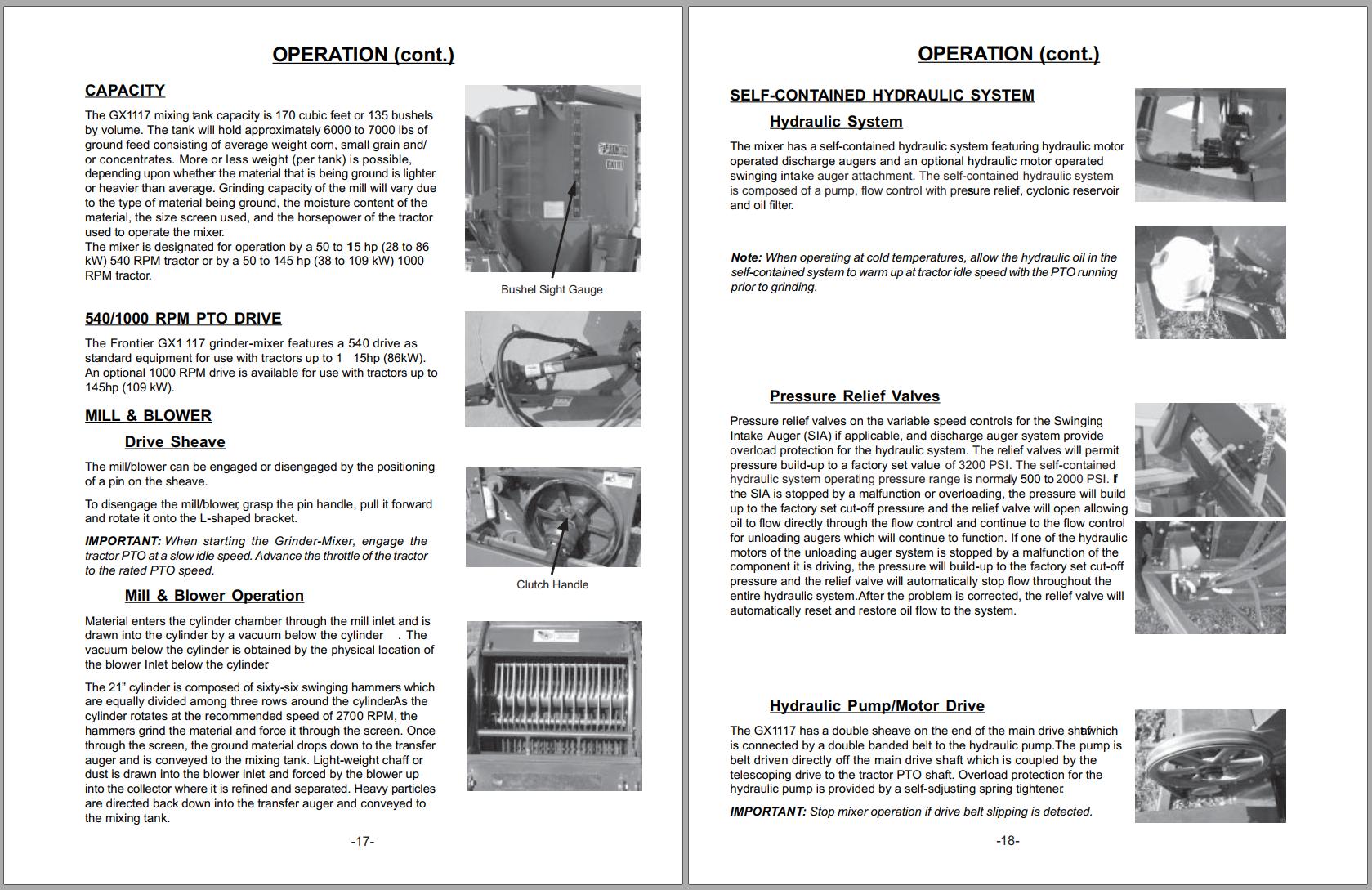 Frontier Grinder Mixer GX1117 Operator's Manual