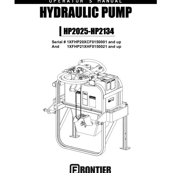 Frontier Hydraulic Pump HP2025 HP2134 Operator's Manual 2011