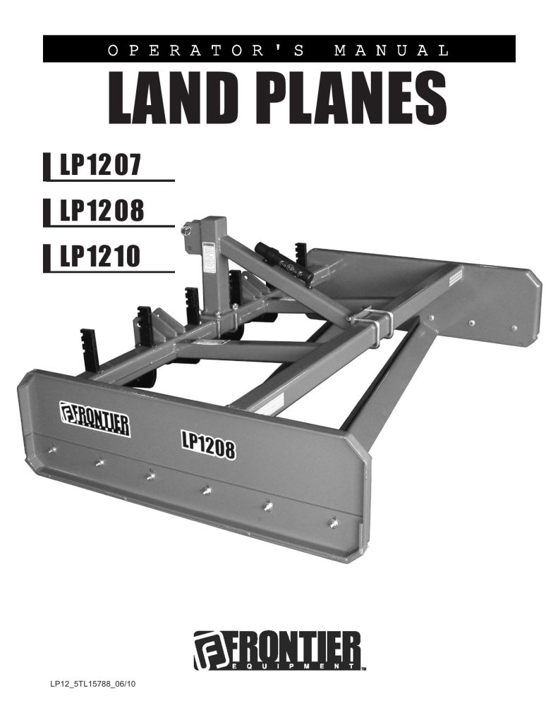Frontier Land Planes LP1207 - LP1210 Operator's Manual