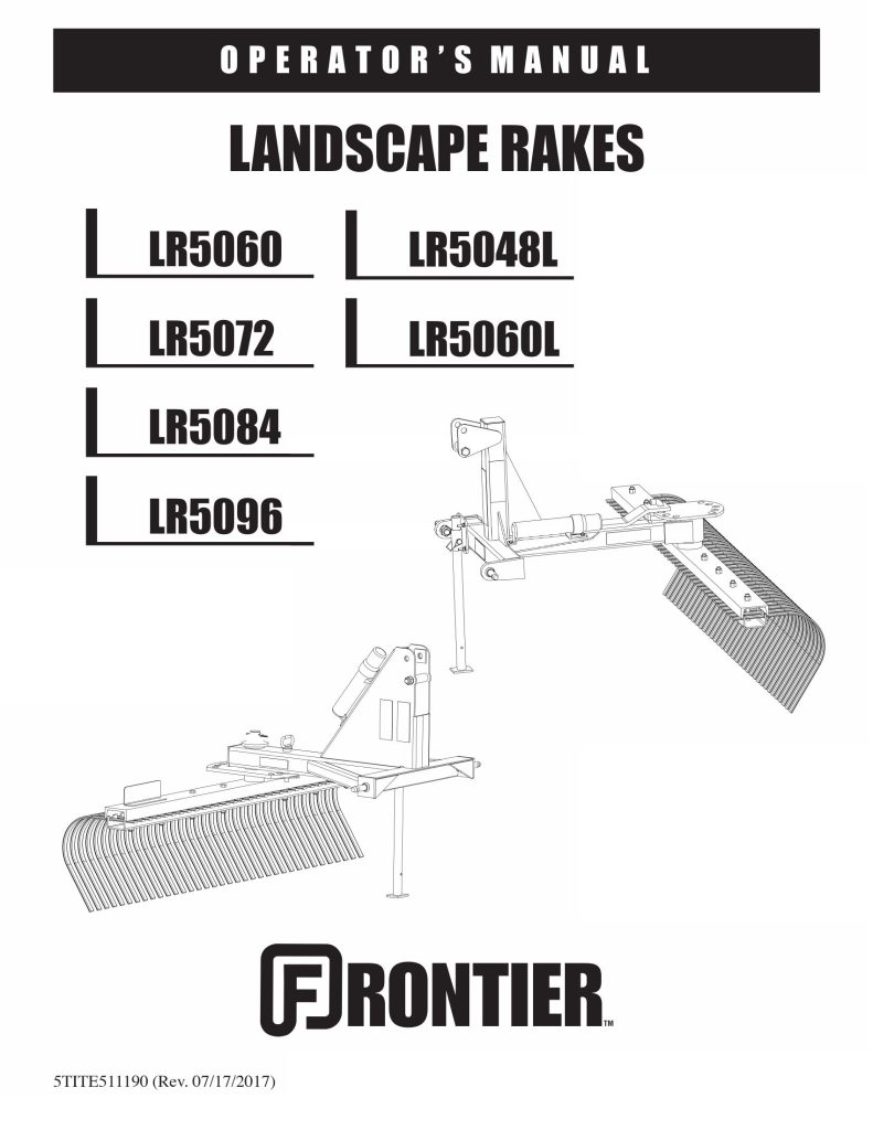 Frontier Landscape Rakes LR5060 - LR5096 Operator's Manual