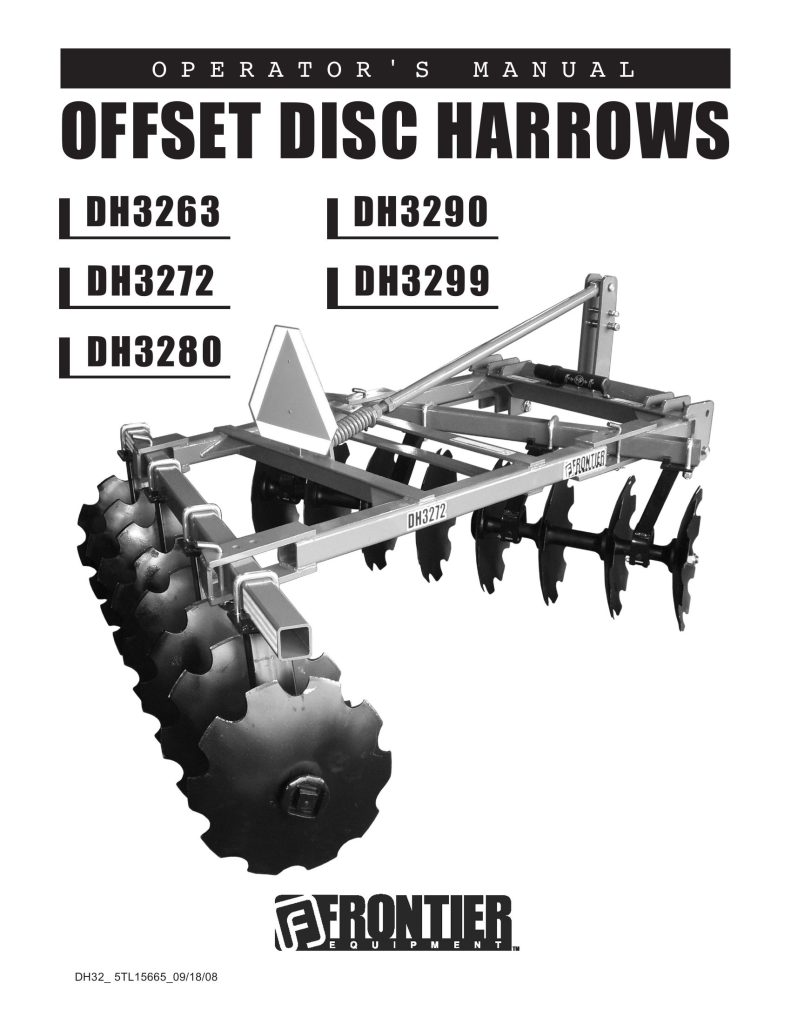 Frontier Offset Disk Harrow DH3263 - DH3299 Operator's Manual