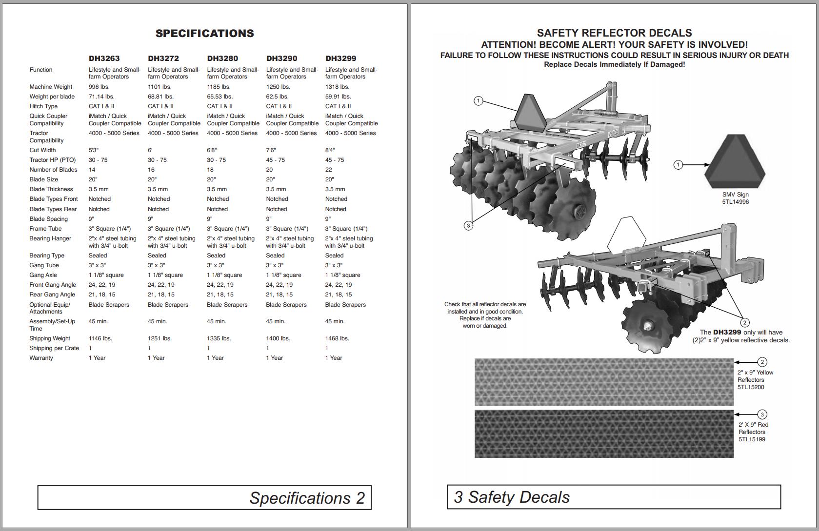 Frontier Offset Disk Harrow DH3263 - DH3299 Operator's Manual