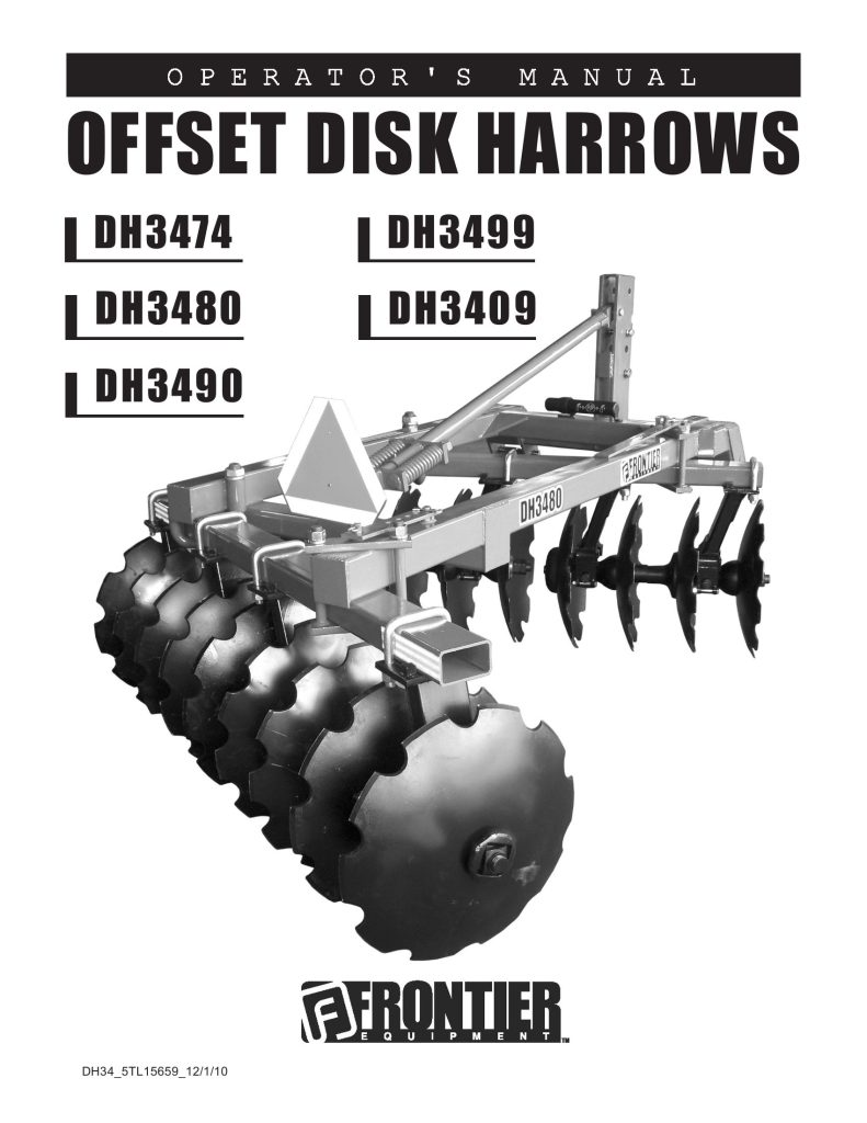 Frontier Offset Disk Harrow DH3474 - DH3499 Operator's Manual