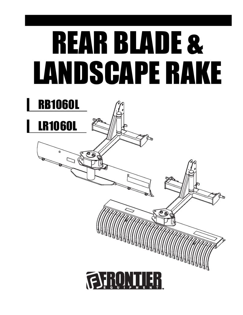 Frontier Rear Blade Landscape Rake RB1060L LR1060L Operator's Manual