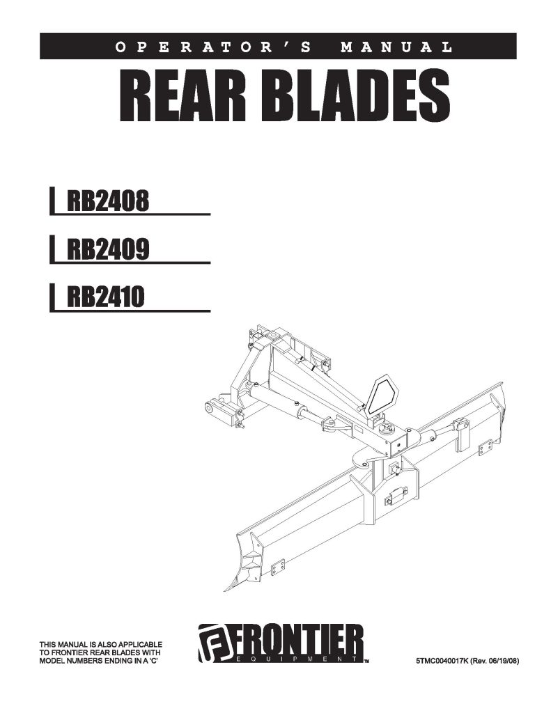 Frontier Rear Blades RB2408 - RB2410 Operator's Manual