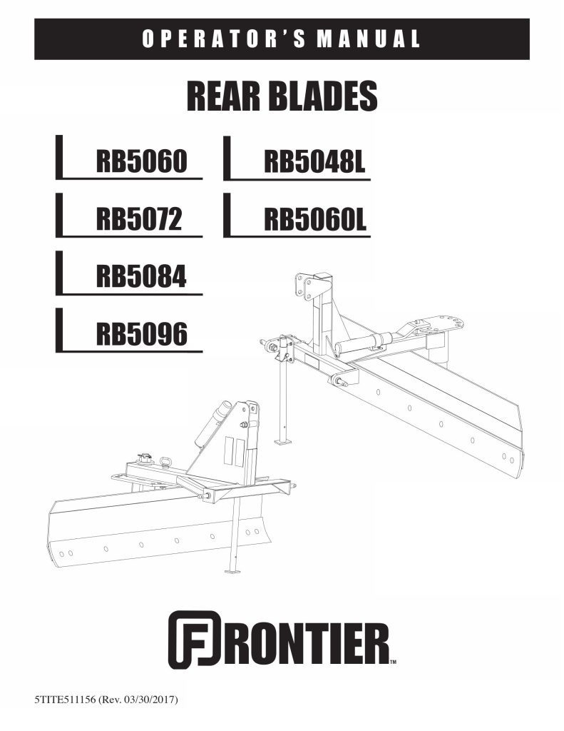 Frontier Rear Blades RB5060 - RB5096 Operator's Manual