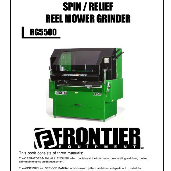 Frontier Reel Mower Grinder RG5500 Operator's Assembly Service Manual ...