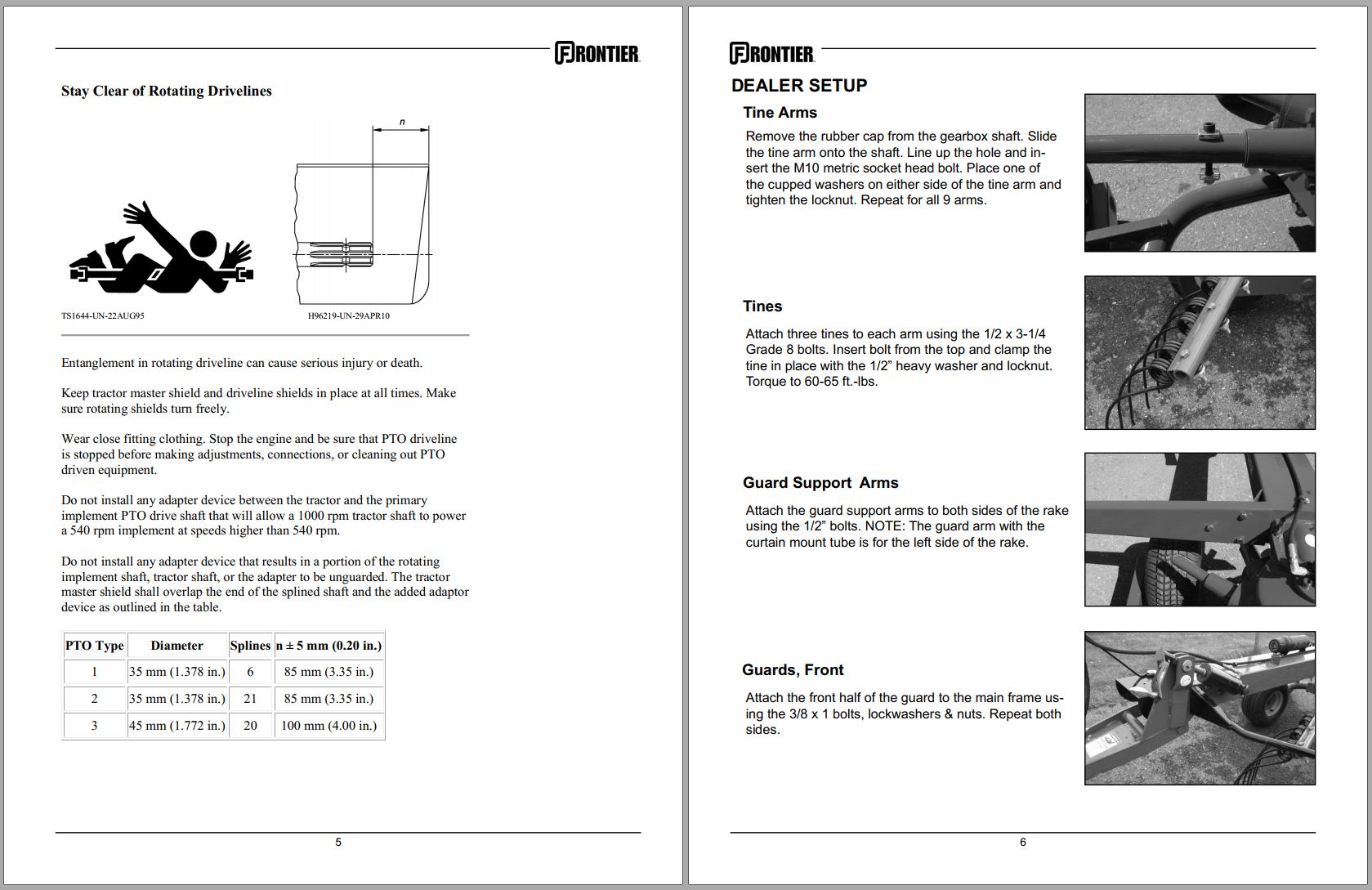 Frontier Rotary Rake RR2109 Operator's Manual