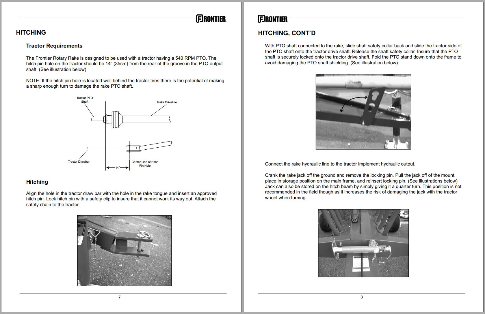 Frontier Rotary Rake RR2211 Operator's Manual