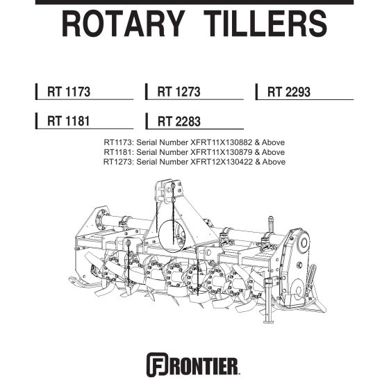 Frontier Rotary Tillers RT2308 - RT2383 Operator's Manual
