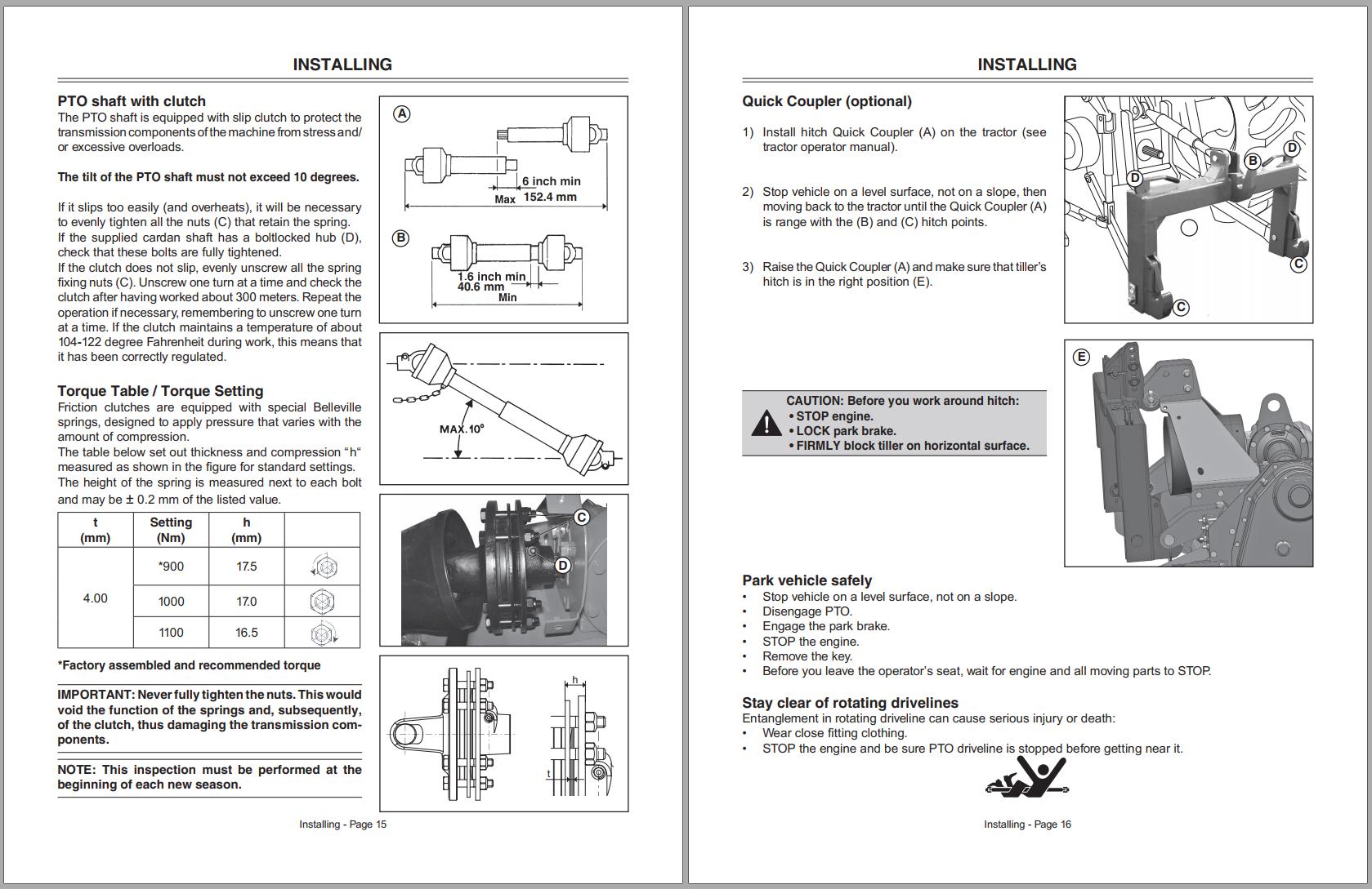 Frontier Rotary Tillers RT3042 - RT3073R Operator's Manual