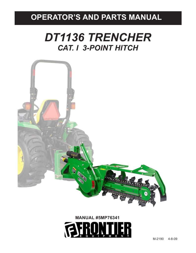 Frontier Trencher DT1136 Operator's Parts Manual