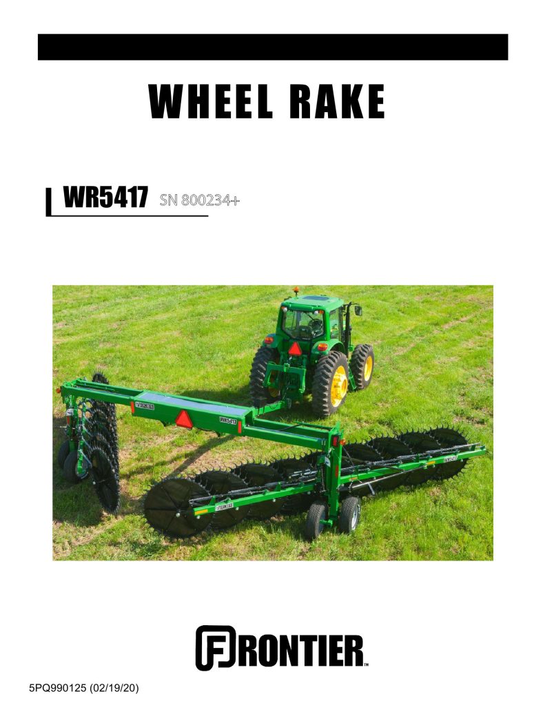 Frontier Wheel Rake WR5417 Operator's Manual