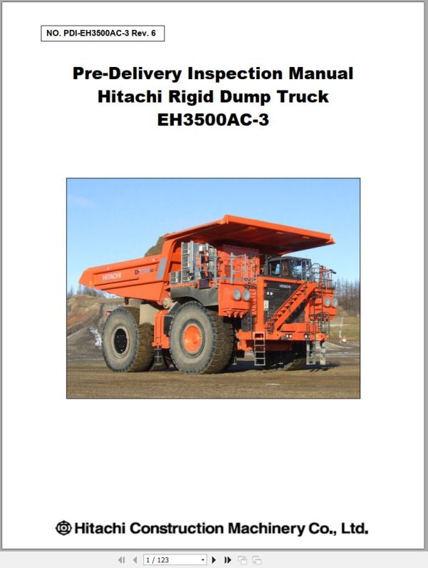 Hitachi Rigid Dump Truck EH3500AC-3 Pre-Delivery Inspection Manual