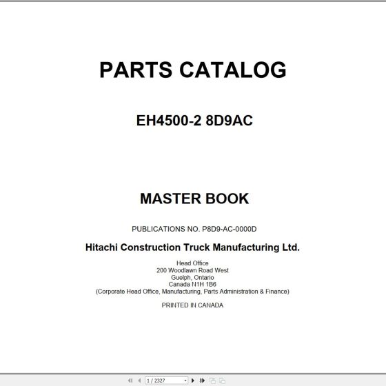 Hitachi Rigid Dump Truck EH4500-2 EH5000 Dimensions Manual