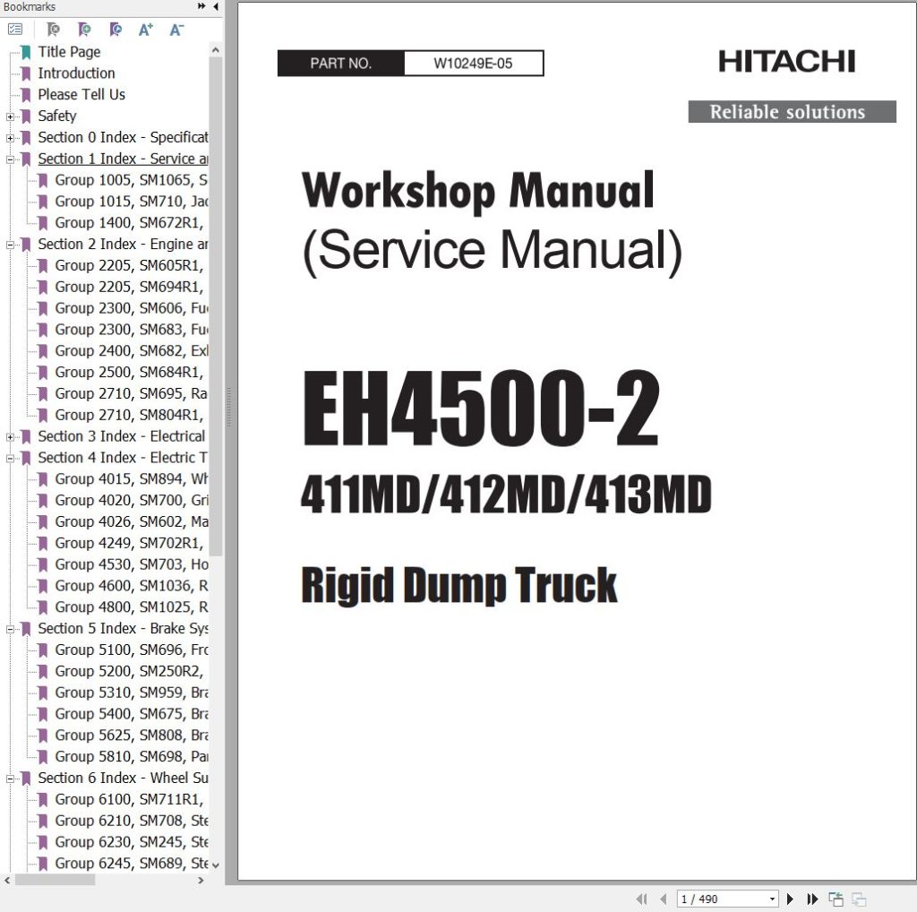 Hitachi Rigid Dump Truck EH4500-2 Technical Manual