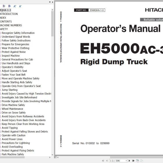 Hitachi Rigid Dump Truck EH5000AC-3 Operator Manual