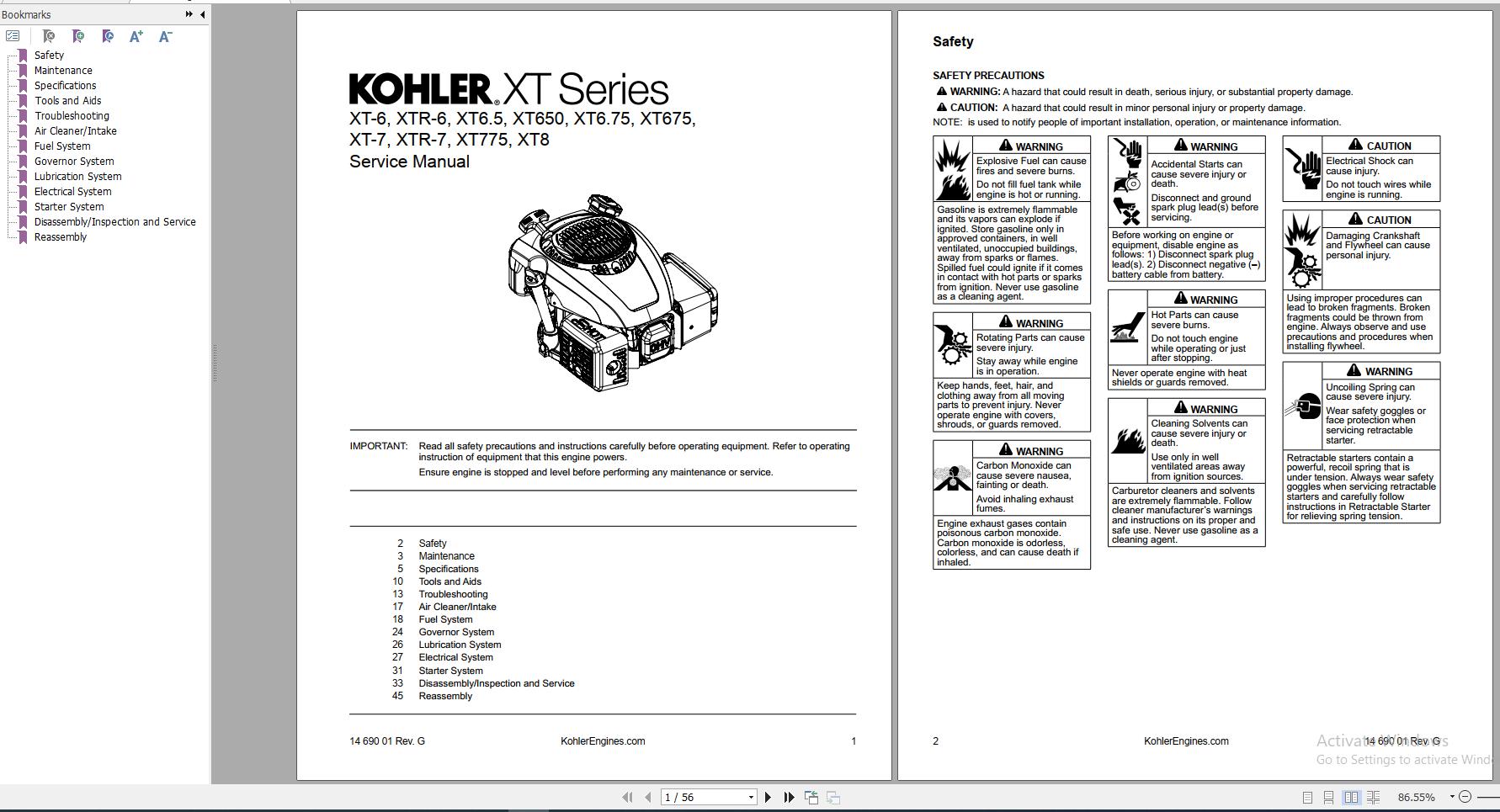 Kohler Engine 1.45 GB PDF Operators and Maintenance Manual, Service Manual