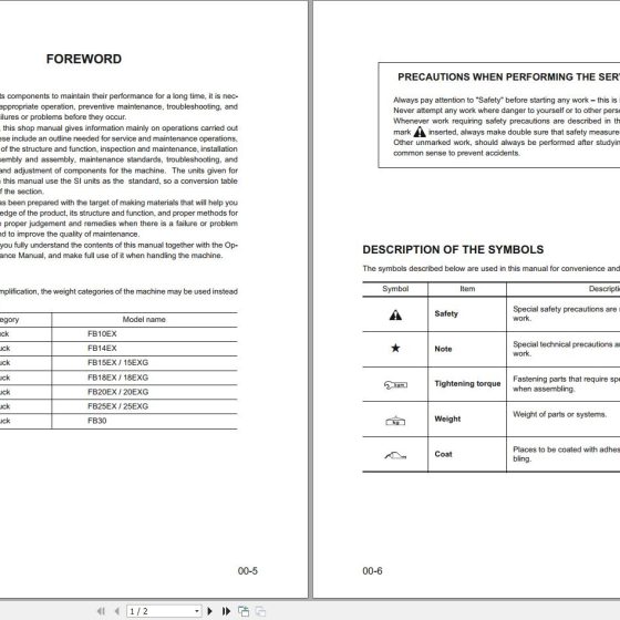 Komatsu Forklift FB20,25,30EX(G)(F)-8 (BE20 L. AMERICA) Parts Manual
