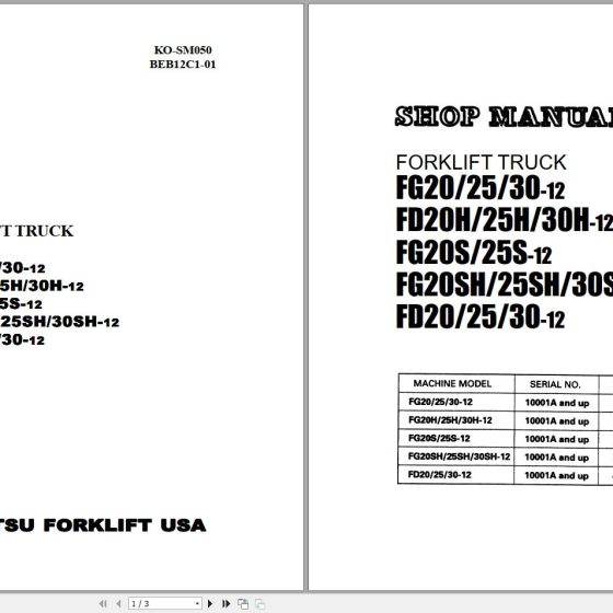 Komatsu Forklift FG(D)20,25,30(C)(H)(T)-14 (BX20) Service Parts Training Manual