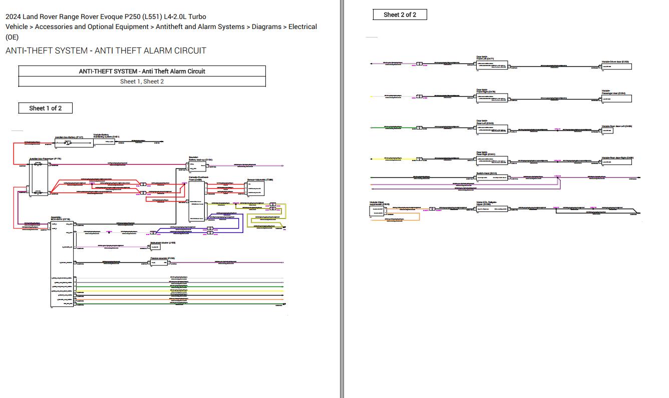 Land Rover Range Rover Evoque P250 L551 2024 Wiring Diagrams