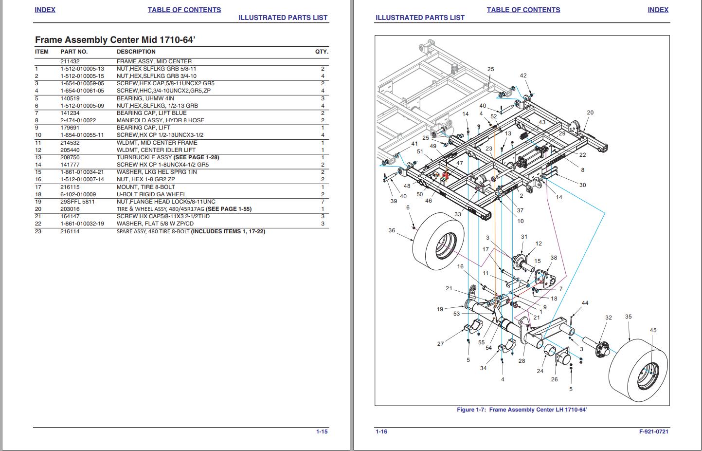 Landoll Blade Plow 1760 1770 1790 1710 Parts Manual F-921-0721
