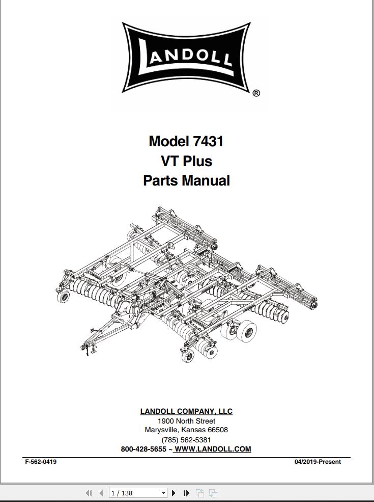 Landoll Disc 7431 VT Plus Parts Manual F-562-0420