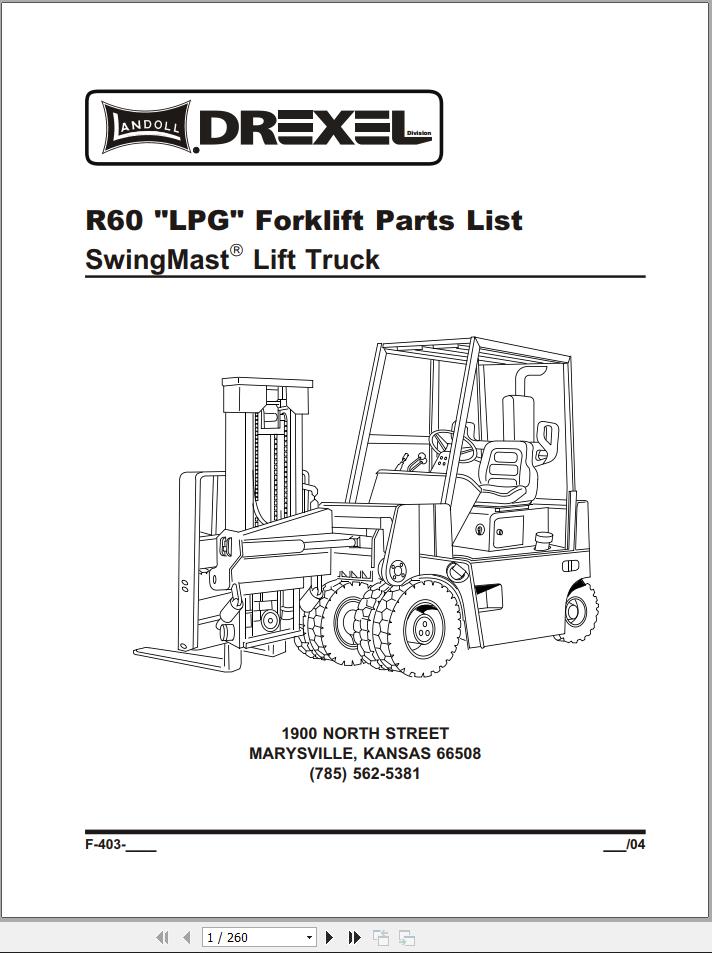 Landoll Drexel Forklift R60 Series Service Technical Operation Parts Manual