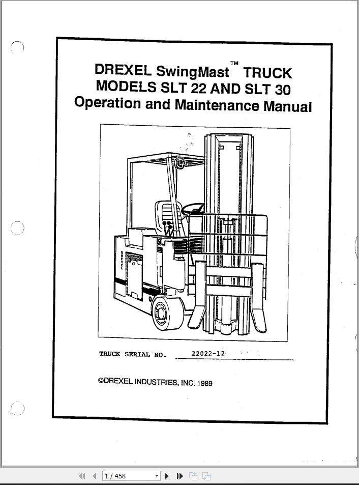 Landoll Drexel Forklift SLT22 SLT30 SLT35 Operation Parts Repair ...
