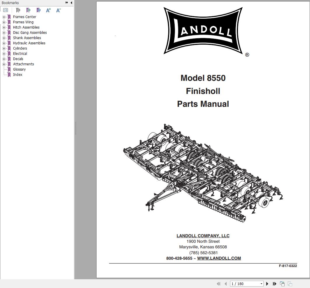 Landoll Finisholl 8550 Parts Manual F-817-0322