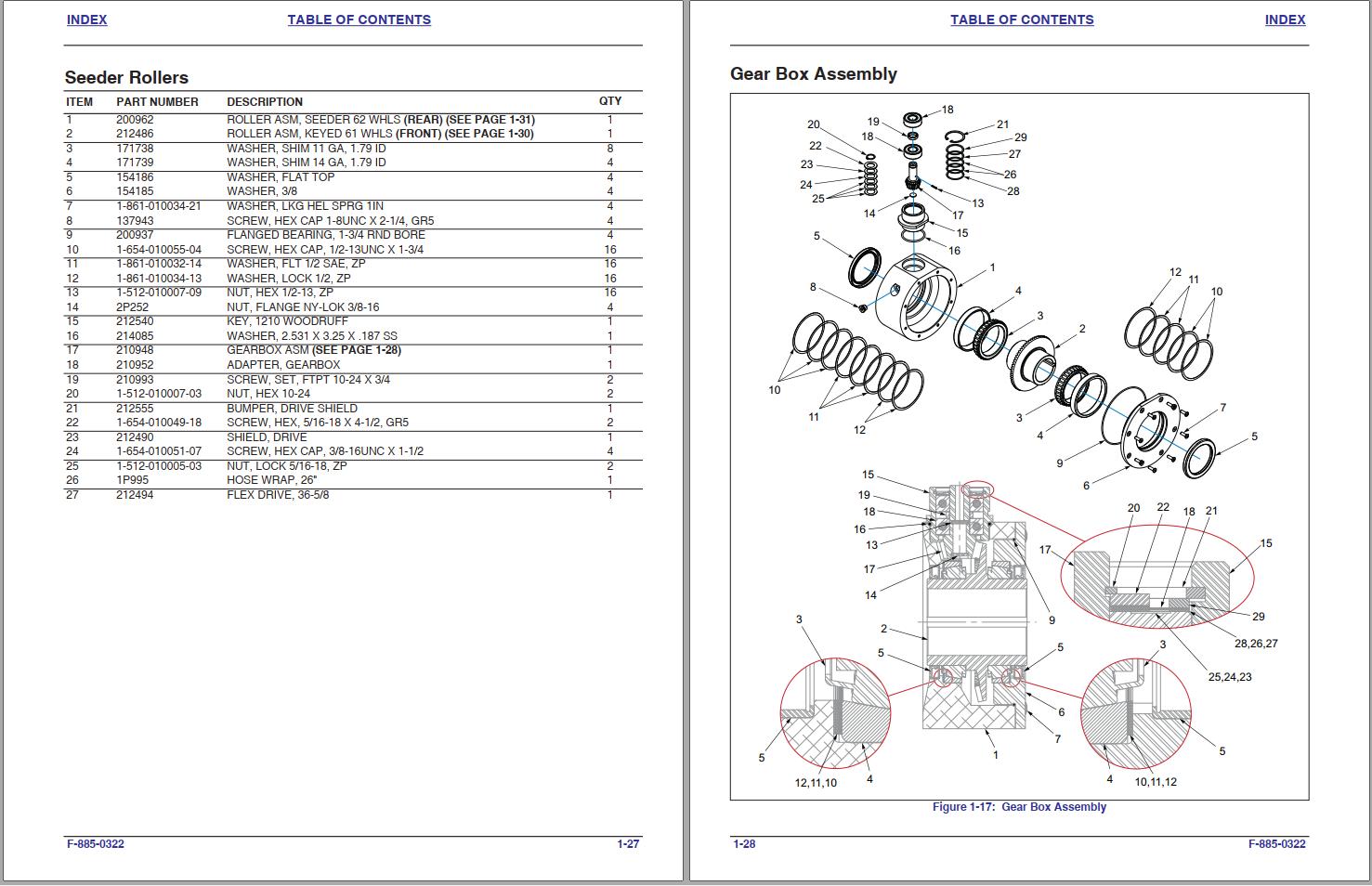Landoll Folding Seeder 4620-24 Parts Manual F-885-0322