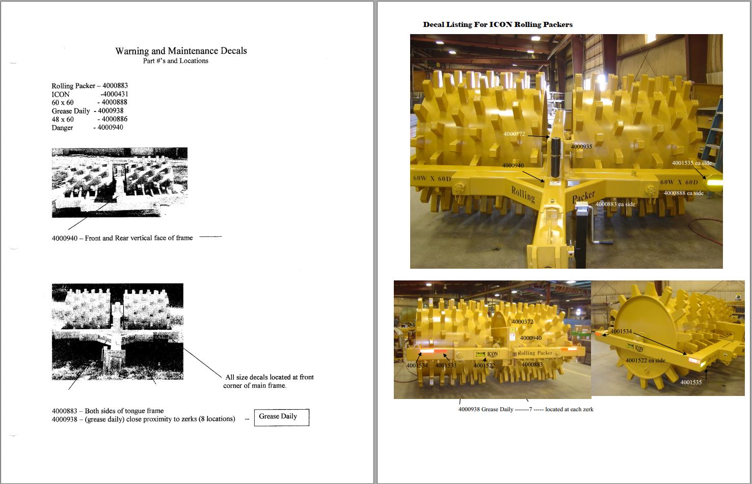 Landoll Icon Packer 4848 To 9360 Service and Parts Manual F-968-0118