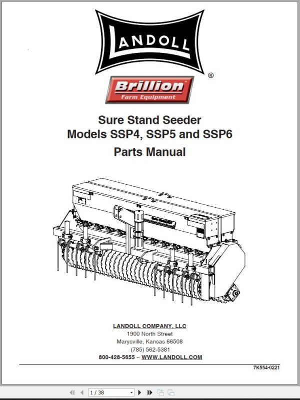 Landoll Sure Stand Seeder SSP4 SSP5 SSP6 Parts Manual 7K554-0221