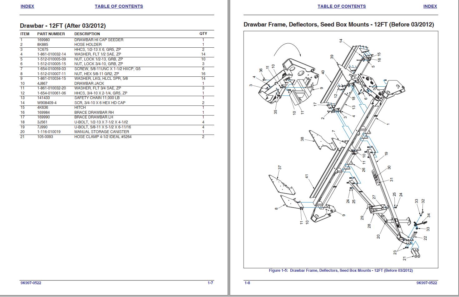 Landoll Turfmaker II SL2081 To SLPB2121 Parts Manual 9K997-0522