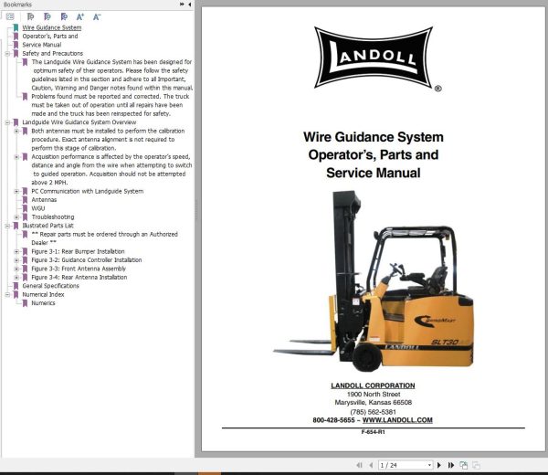 Landoll Wire Guidance System Operator’s Parts and Service Manual F-654-R1