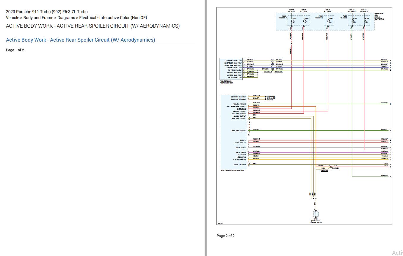 Porsche 911 Turbo 992 2023 Electrical Wiring Diagram